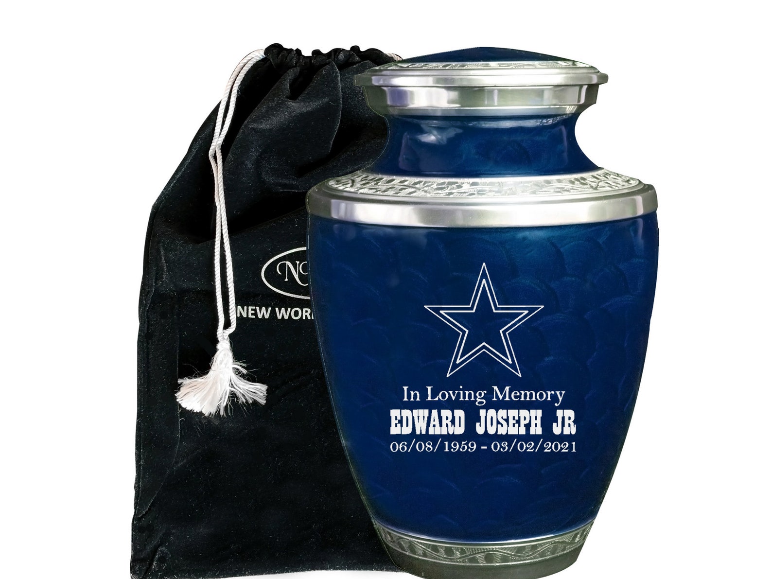 Texas Star Customized Adult Blue Funeral Cremation Urn With - Etsy