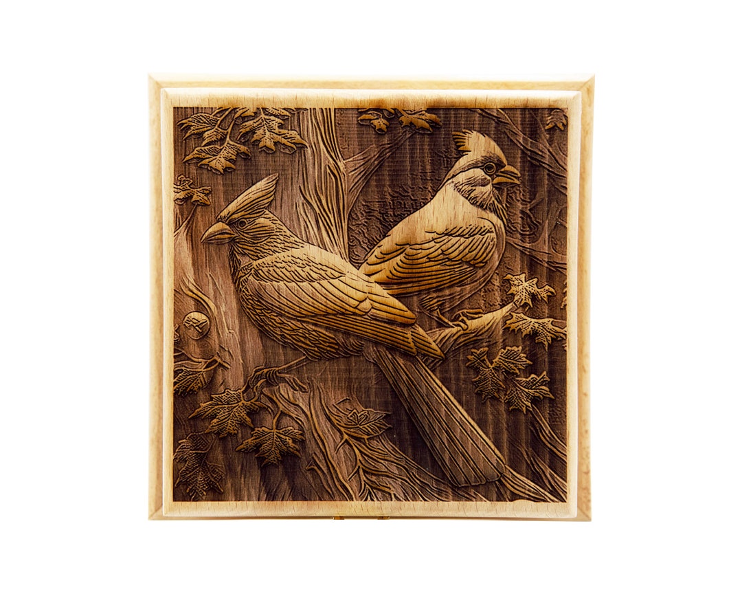 Cardinal Keepsake Memorial Urn, Wooden Cardinal Cremation Urn With ...