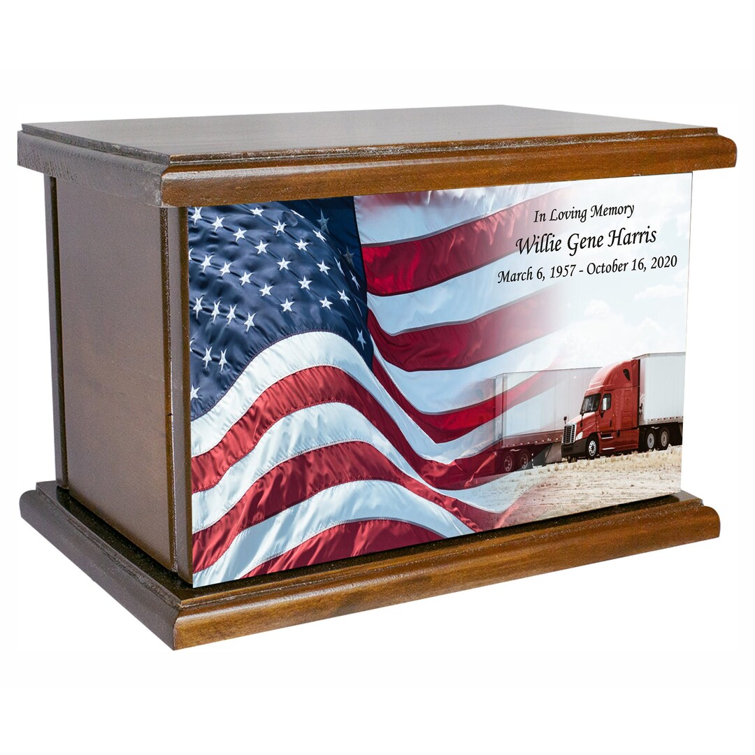 American Flag and Semi Truck Patriotic Military Personalized Wooden ...