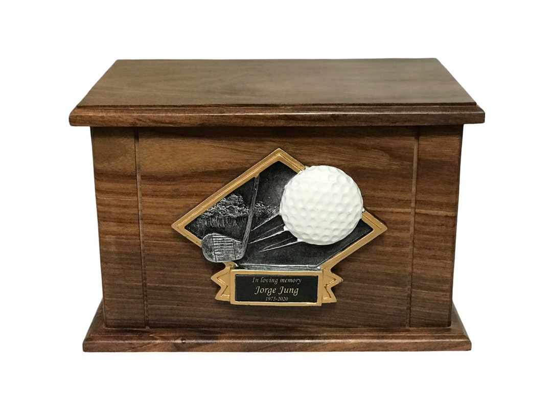 Cremation Urn, Wood Urn, Golf Urn, Golfer, Sportsman Athletic Wooden ...