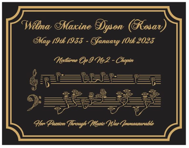 Memorial Plaque, Music Notes Personalized Grave Marker, Music Lovers ...