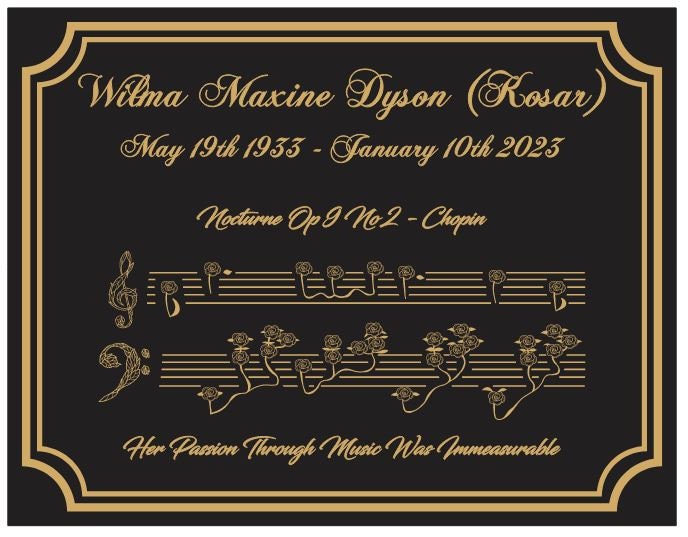 Memorial Plaque, Music Notes Personalized Grave Marker, Music Lovers ...