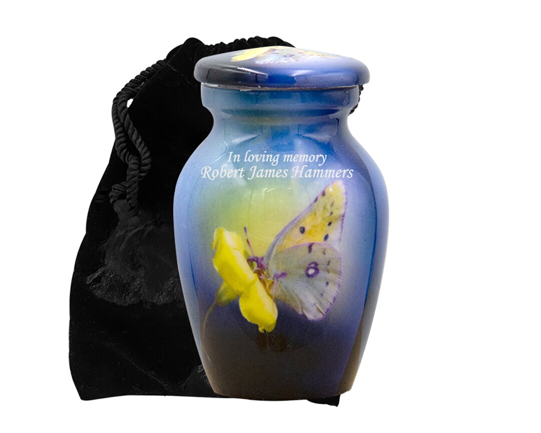 Butterfly Keepsake Human Cremation Urn With Velvet Bag, Personalized ...