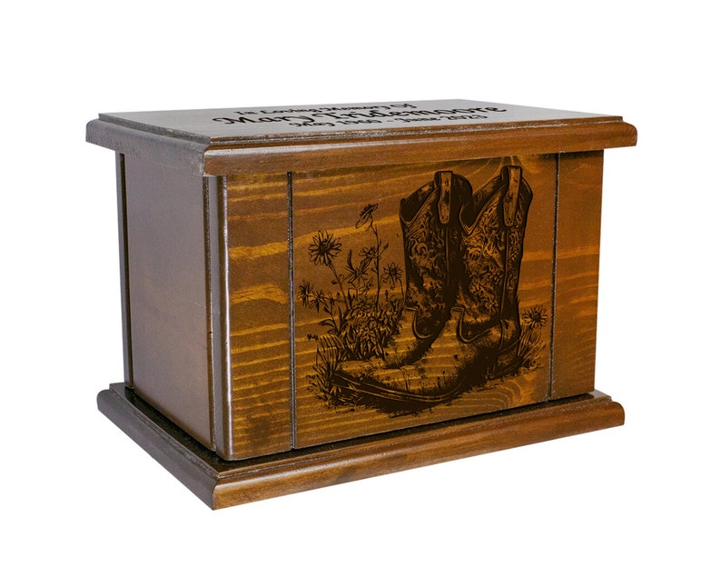 Cowboy Boots Cremation Urn, Adult Size Wooden Funeral Urn, Personalized ...