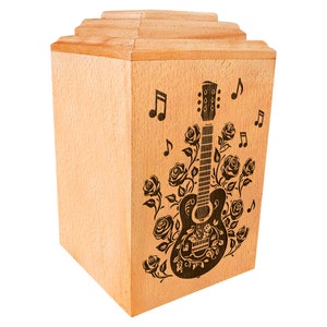 Guitar Wooden Cremation Urn, Music Lover's Funeral Urn With ...