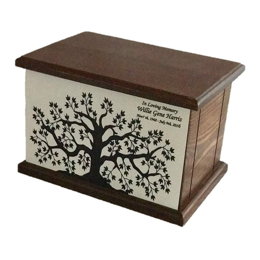 Tree of Life Cremation Urn, Wood Funeral Urn, Funeral Wooden Urn With ...