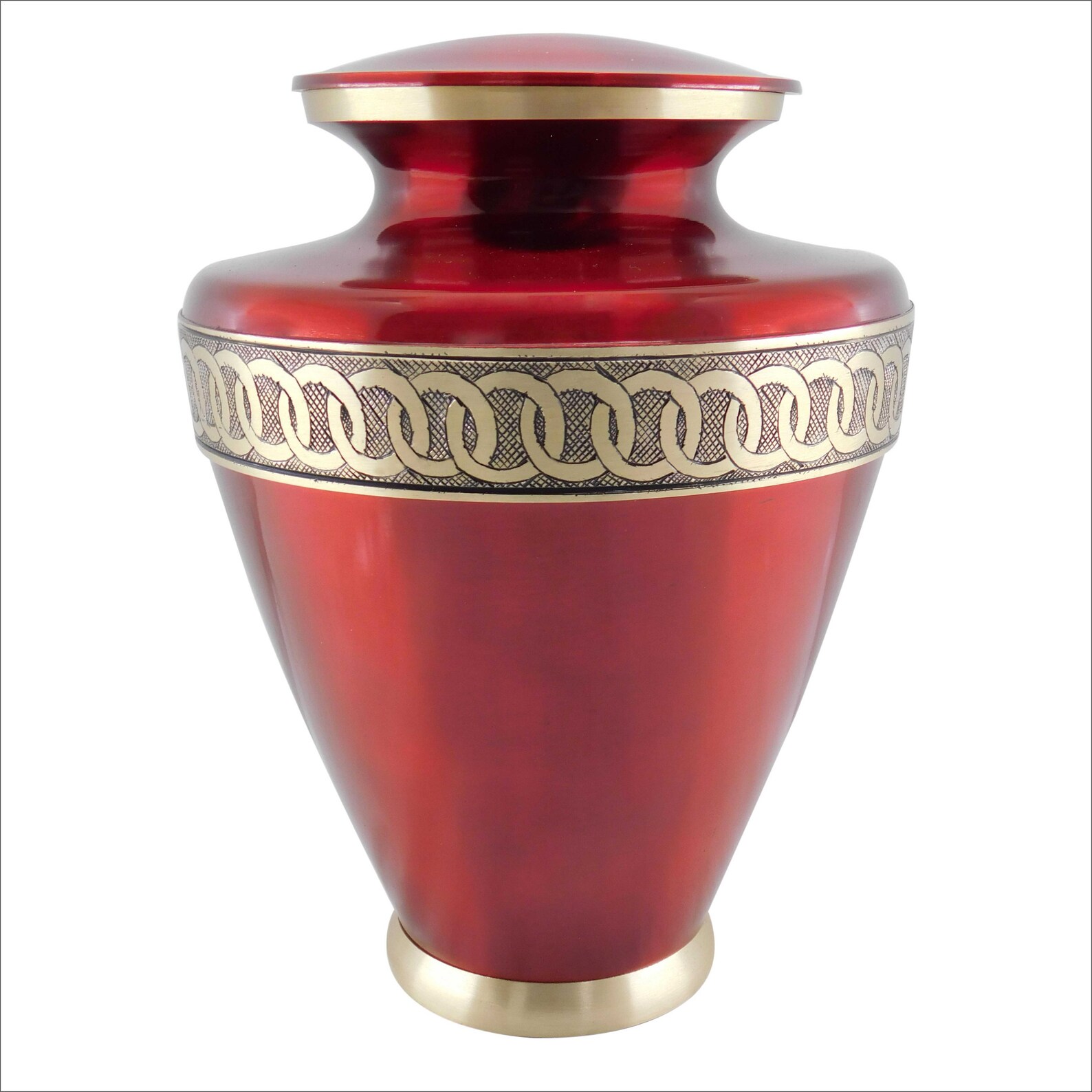 Red Cremation Urn, Brass Adult Memorial Human Ash Urn, Funeral Urn With ...