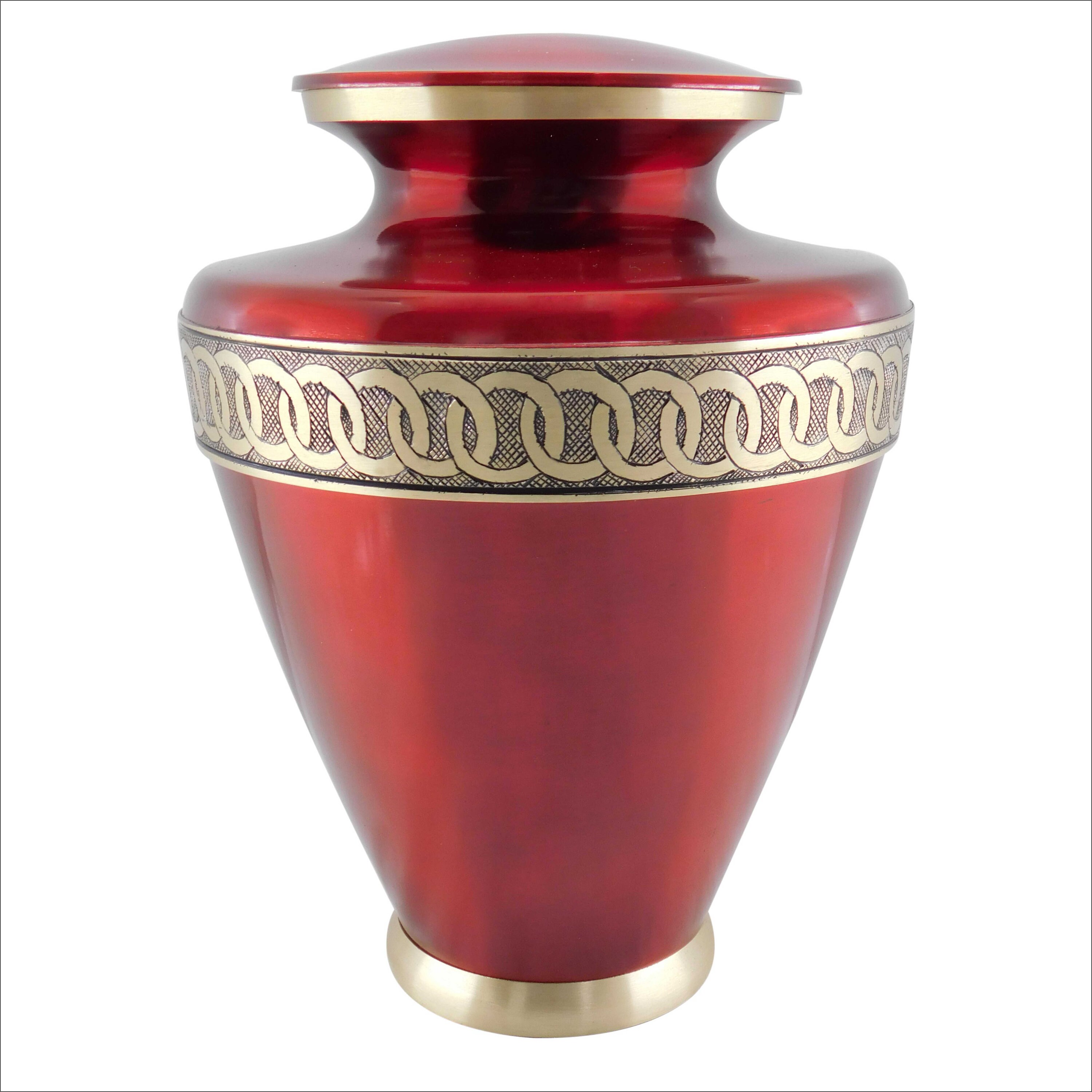 Red Cremation Urn Brass Adult Memorial Human Ash Urn with | Etsy