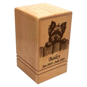 Yorkie Dog Memorial Pet Urn, Wooden Dog Cremation Urn, Yorkie Dog Photo ...