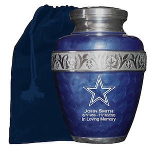 Texas Star Customized Adult Blue Funeral Cremation Urn With ...