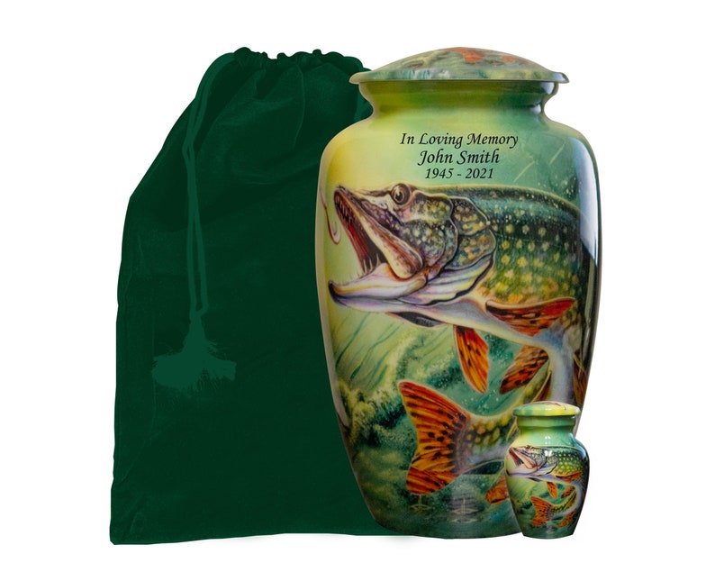 Personalized Large Funeral Urn, Bass Fish Urn, Fishing Cremation Urn ...