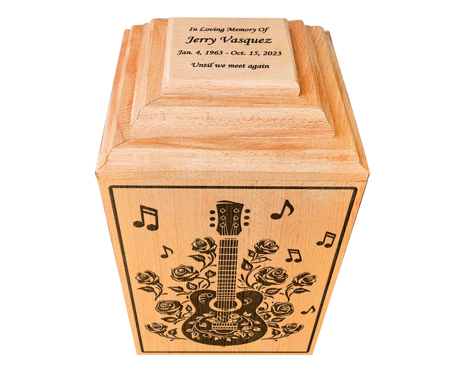 Guitar Wooden Cremation Urn, Music Lover's Funeral Urn With ...