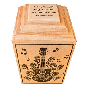 Guitar Wooden Cremation Urn, Music Lover's Funeral Urn With ...