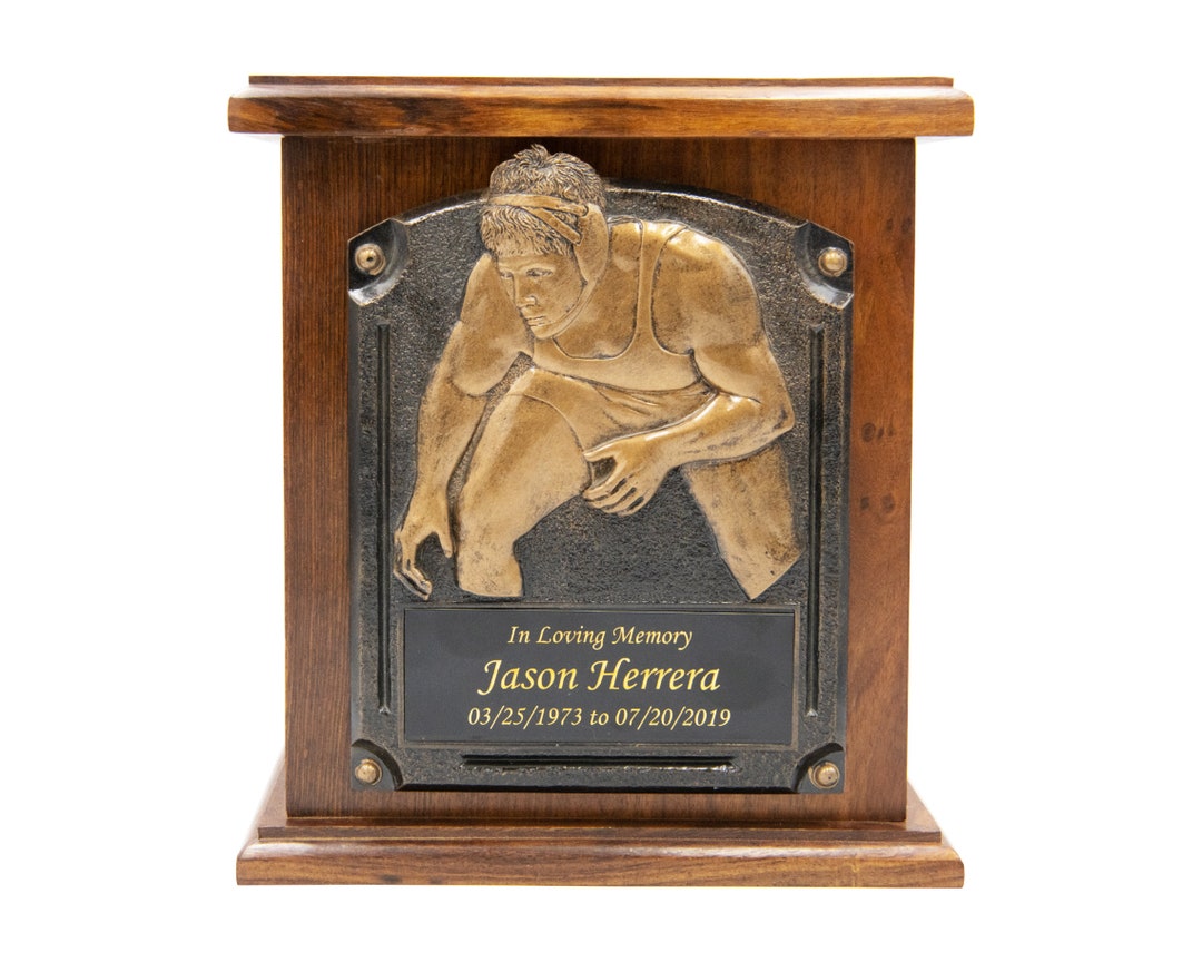 Wrestling Funeral Cremation Urn, Wrestler's Adult Wooden Urn With ...