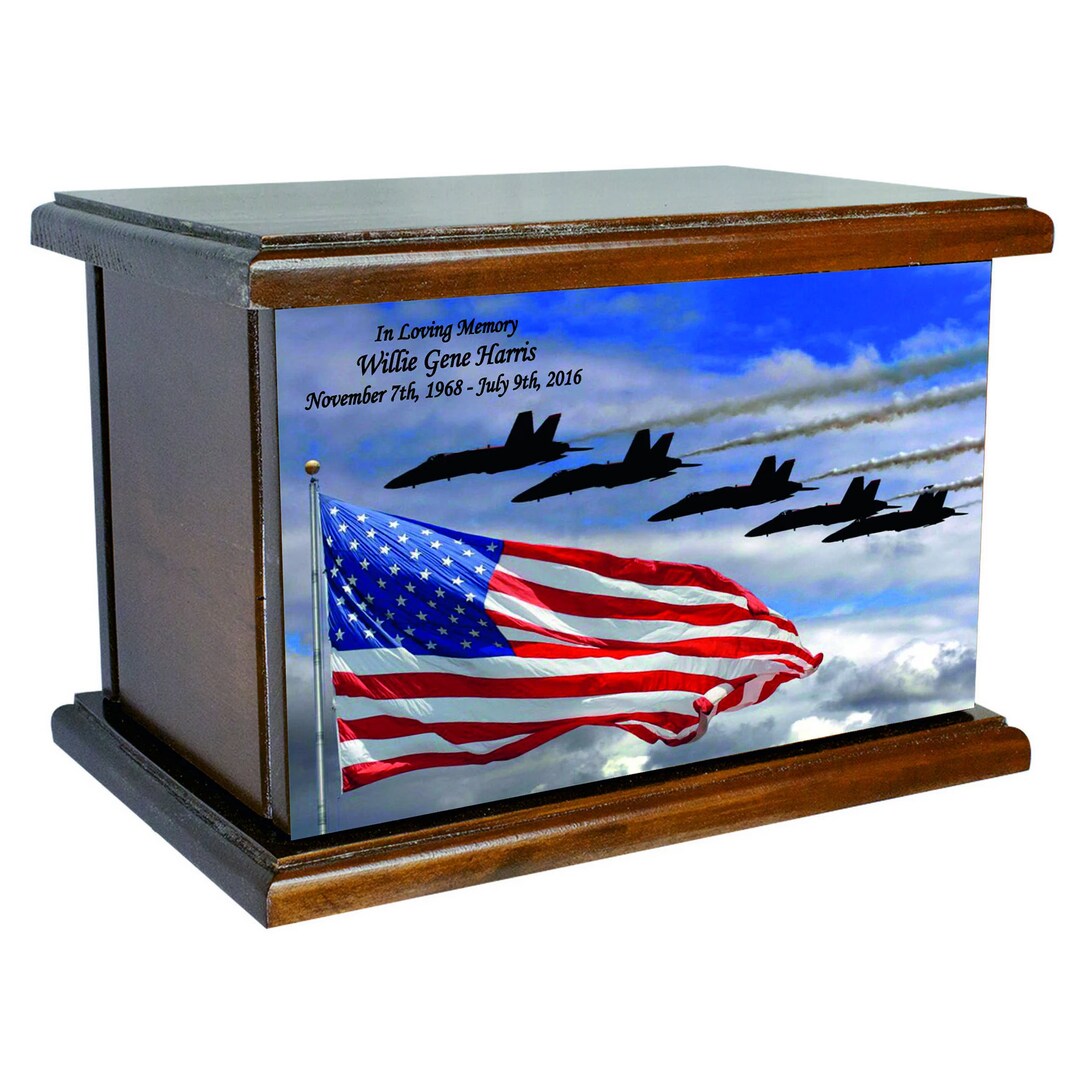 American Flag and Fighter Jets Patriotic Military Personalized Wooden ...