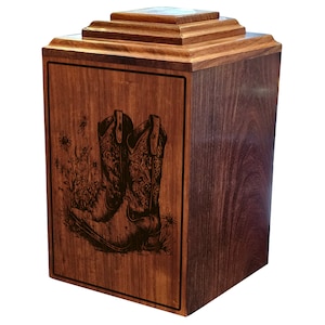 Cowboy Boots Wooden Cremation Urn, Cowboy Funeral Urn With ...