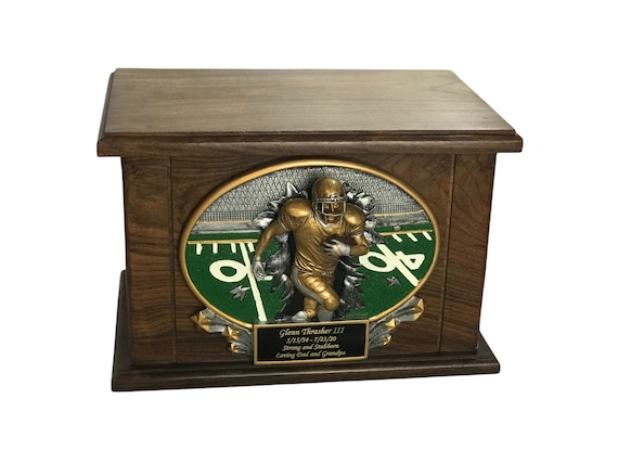 Football Athletic Funeral Cremation Urn Adult Wooden Urn W/ - Etsy