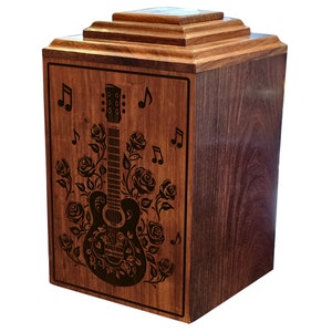 Guitar Wooden Cremation Urn, Music Lover's Funeral Urn With ...