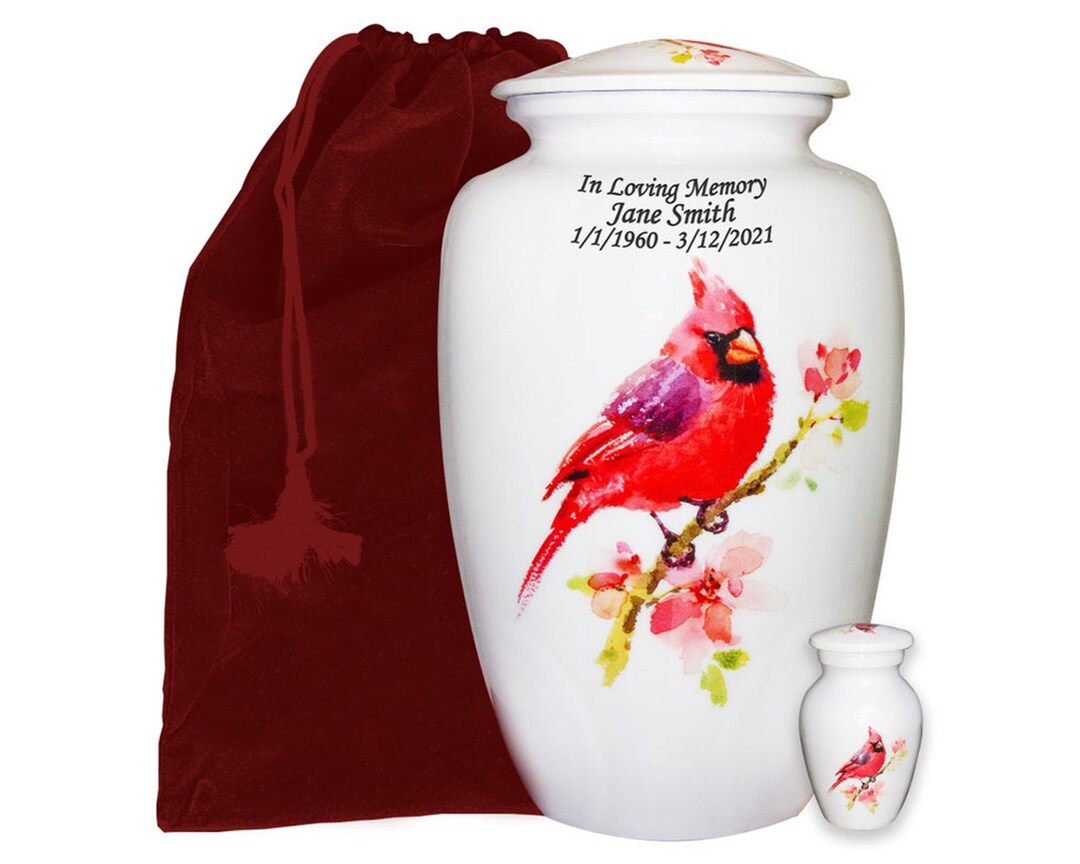 Cardinal Cremation Urn, Adult Size Human Cremation Urn With a Matching ...