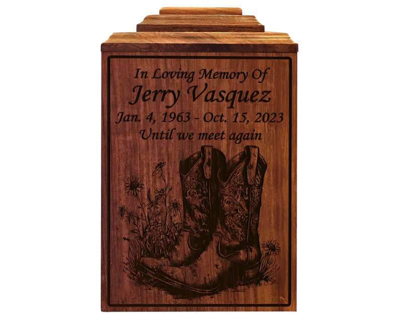 Cowboy Boots Wooden Cremation Urn, Cowboy Funeral Urn With ...