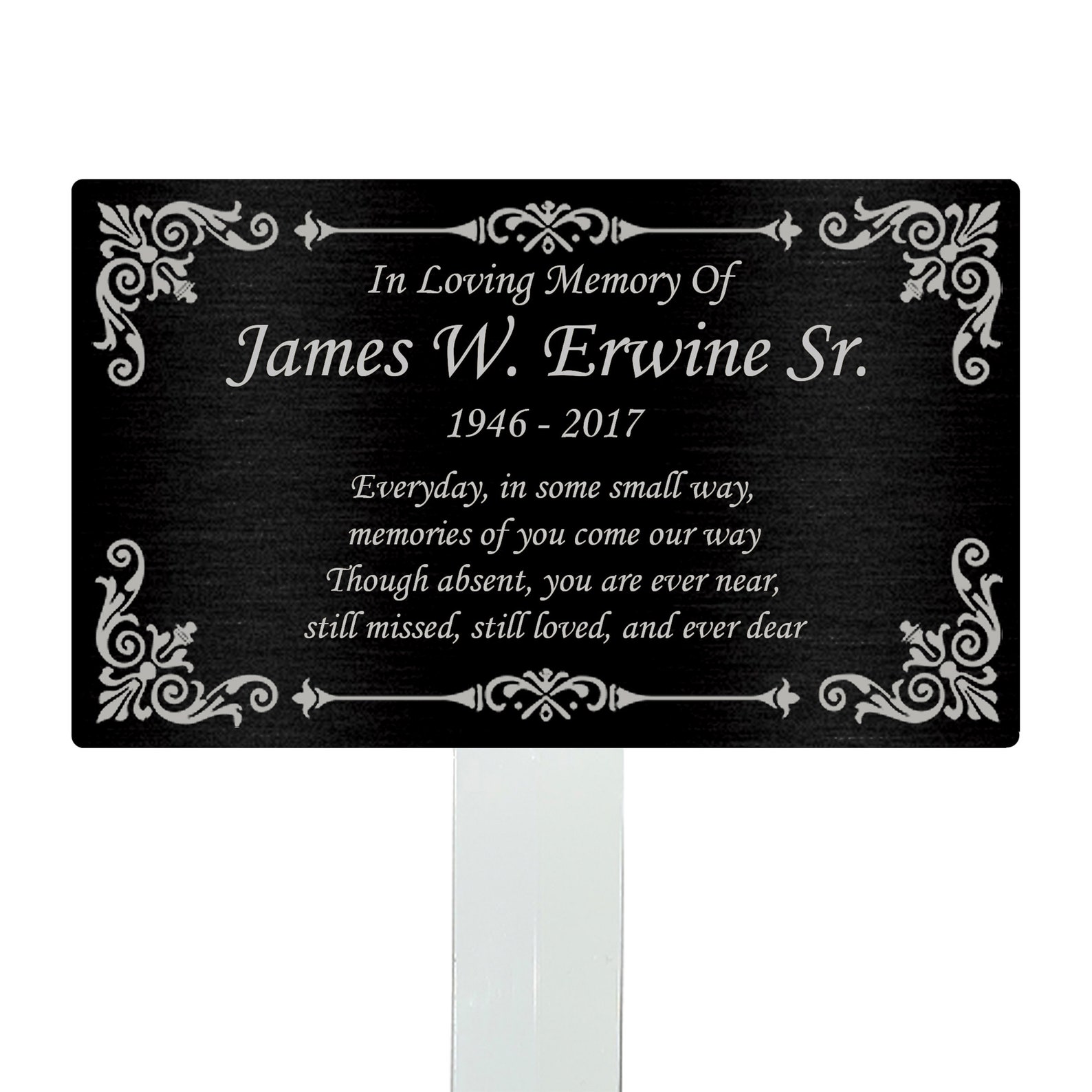 Memorial Plaque Stake, Grave Marker, Remembrance Plaque in Black, Gold ...