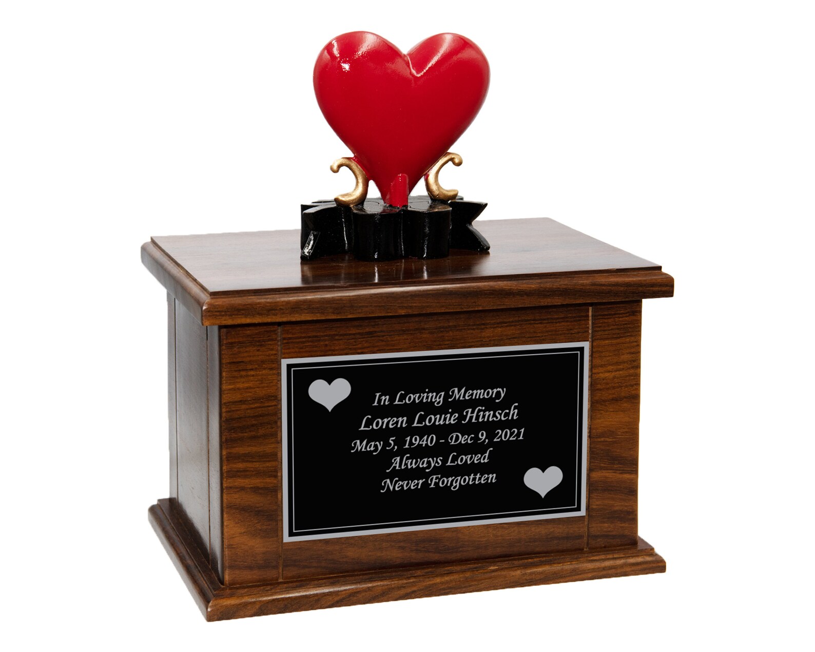 Red Heart Wooden Funeral Urn Lovers Cremation Urn Wood - Etsy