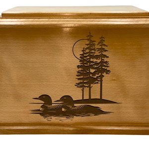 Duck Pond Cremation Urn, Wooden Funeral Urn, Nature Lovers' Wooden Urn ...