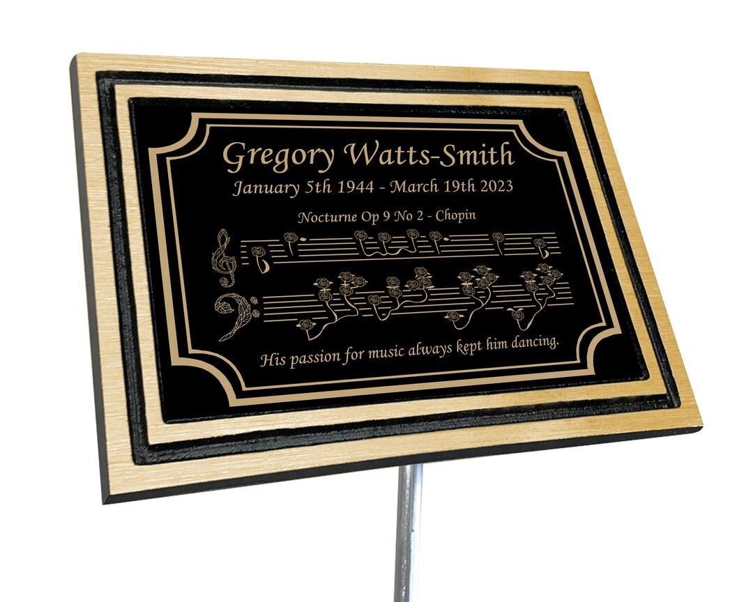 Memorial Plaque Music Notes Personalized Grave Marker Music - Etsy
