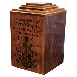 Guitar Wooden Cremation Urn, Music Lover's Funeral Urn With ...