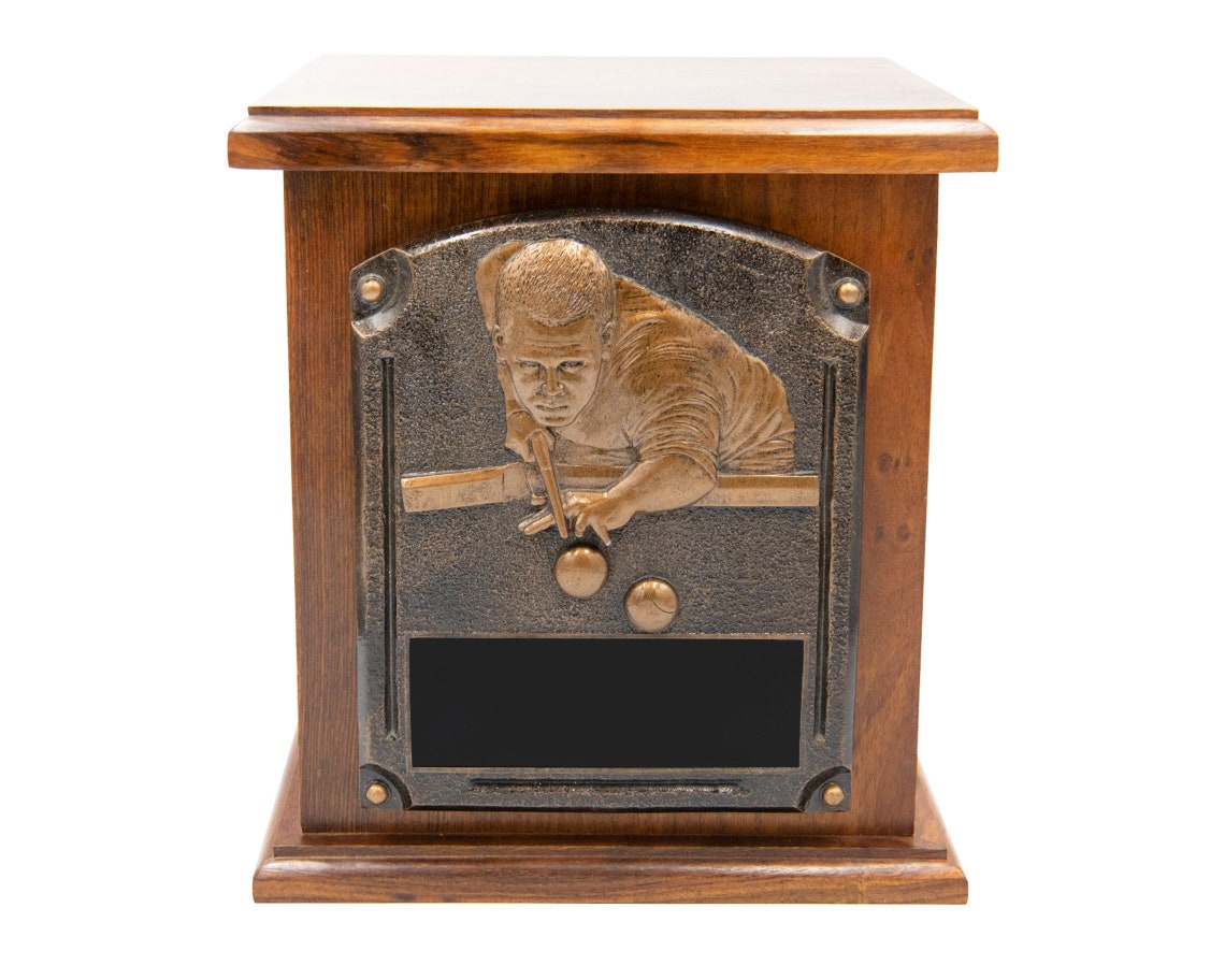 Pool Player Funeral Cremation Urn, Billiards Adult Wooden Urn With ...