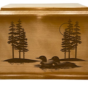 Duck Pond Cremation Urn, Ducks Wooden Funeral Urn, Animal Lovers ...