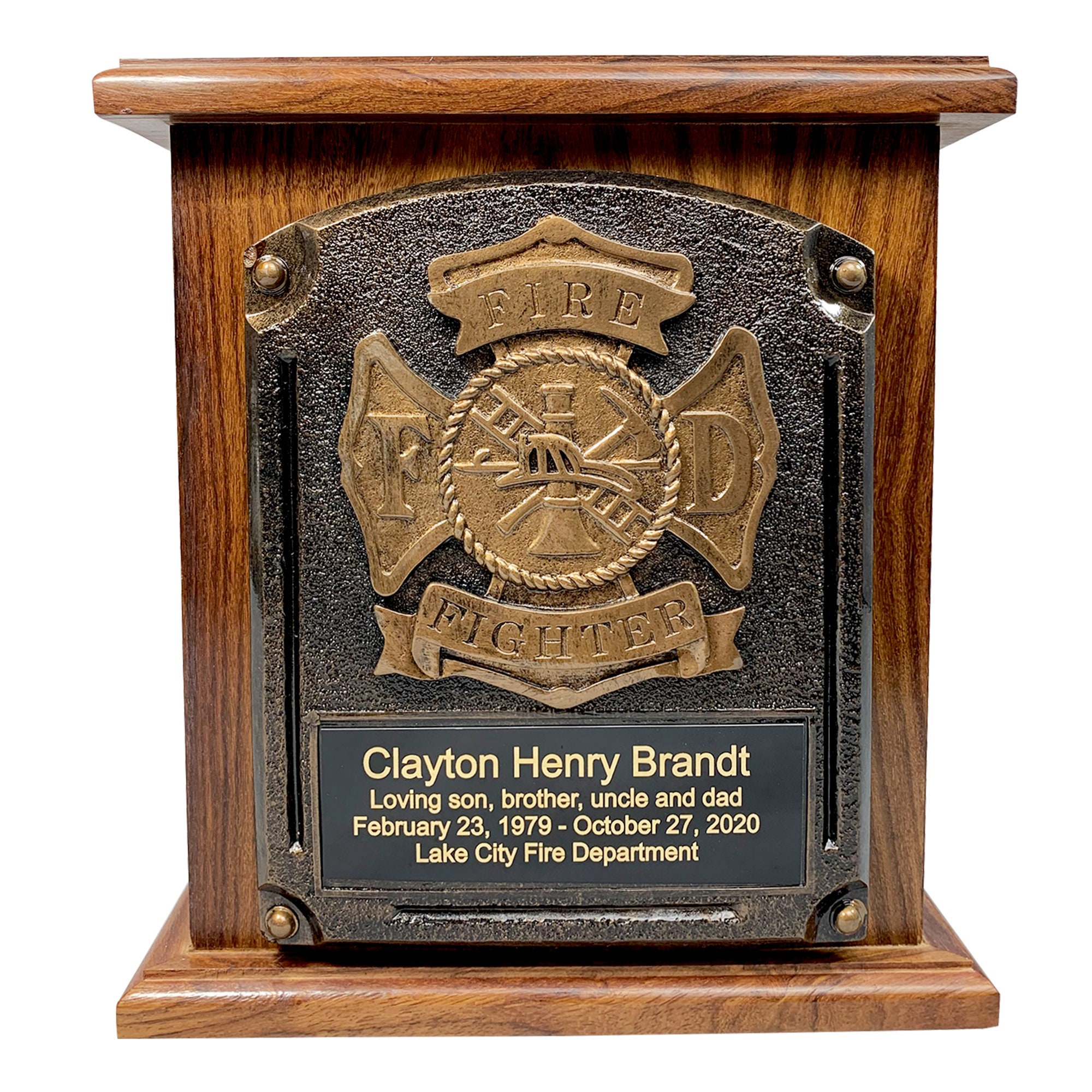 Firefighters, Fireman Funeral Cremation Urn Adult Wood, Urn W/engraving ...