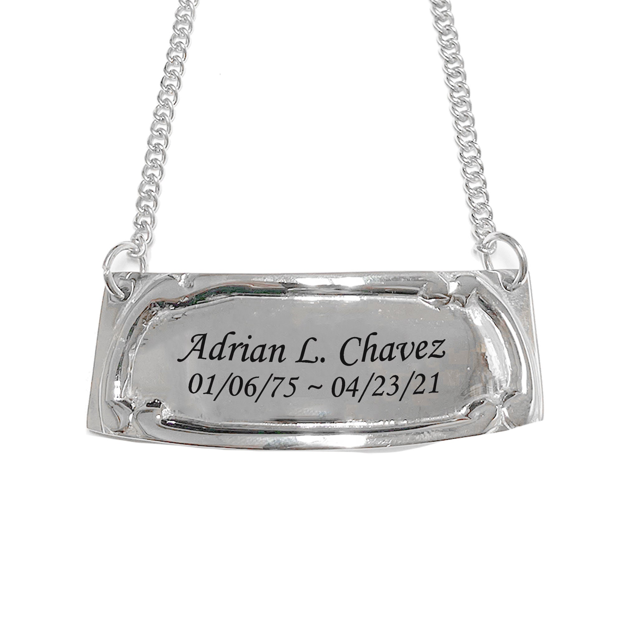 Memorial Plaque Medallion Personalized Name Plate with Chain | Etsy