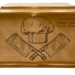Chef's Hat Cremation Urn, Wooden Funeral Urn, Kitchen Lovers' Wooden ...