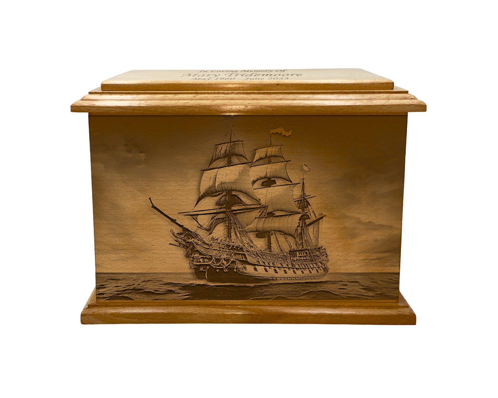 Viking Ship Cremation Urn, Pirate Ship Wooden Funeral Urn, Ocean Lover ...