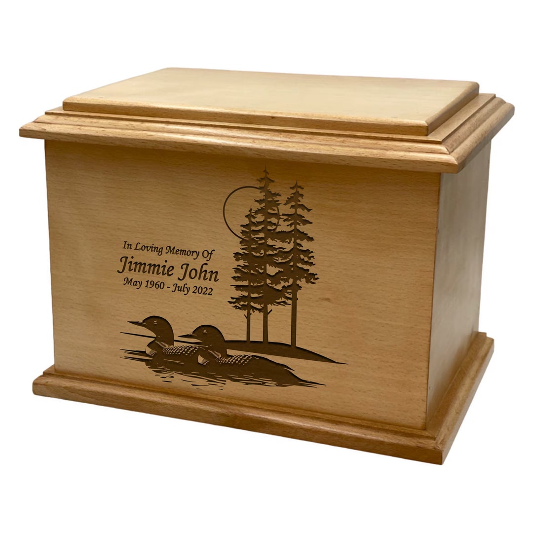 Duck Pond Cremation Urn, Wooden Funeral Urn, Nature Lovers' Wooden Urn ...
