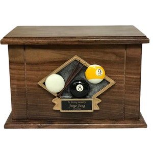 Cremation Urn, Wood Urn, Pool Player Urn, Retro Nostalgic Wooden ...