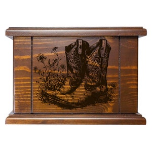 Cowboy Boots Cremation Urn, Adult Size Wooden Funeral Urn, Personalized ...