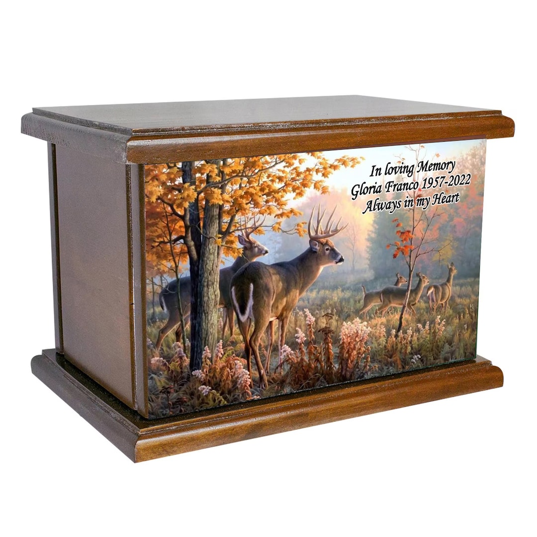 Cremation Urn, Wood Funeral Urn, Hunter's Urn, Elk, Deer Hunting Wooden ...