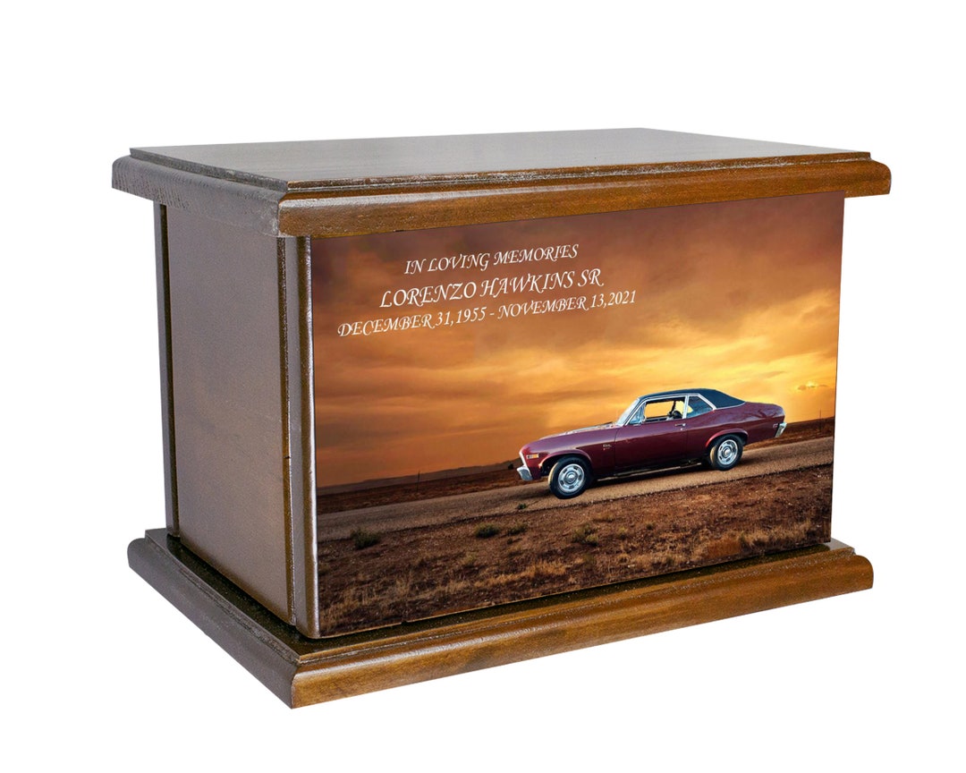 Classic Nova Sunset Urn, Wooden Car Funeral Urn, Wood Urn With Custom ...