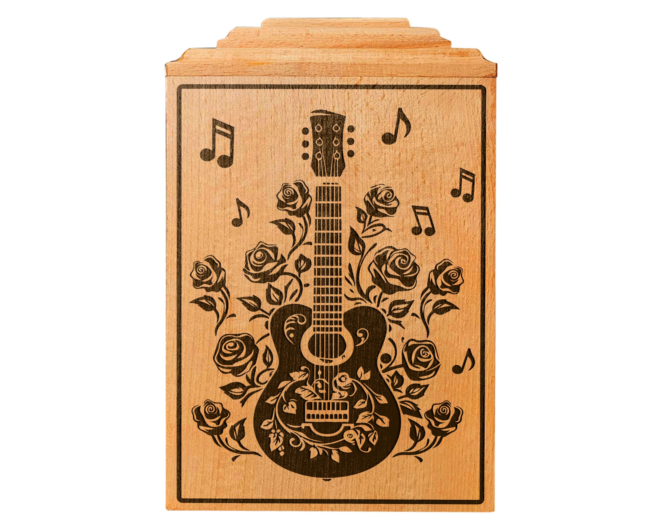 Guitar Wooden Cremation Urn, Music Lover's Funeral Urn With ...