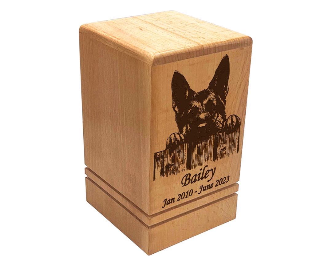 German Shepherd Dog Memorial Pet Urn, Wooden Dog Cremation Urn, German ...
