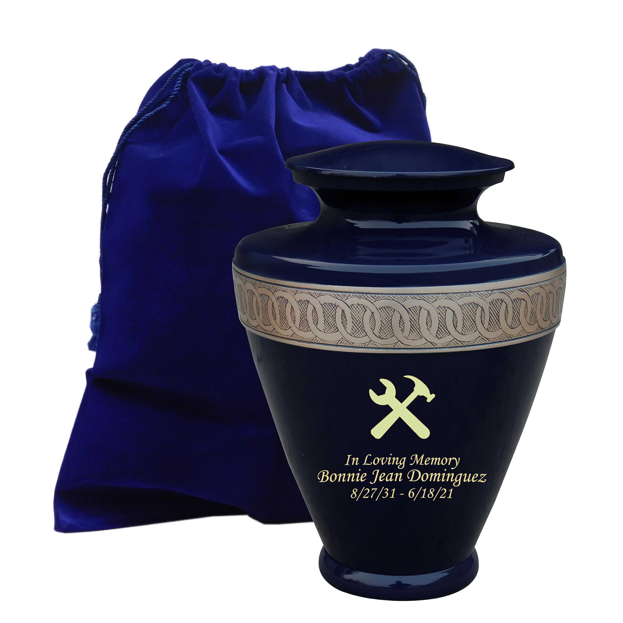 Mechanic Wrench and Hammer Cremation Urn, Handyman Tools Adult Funeral ...