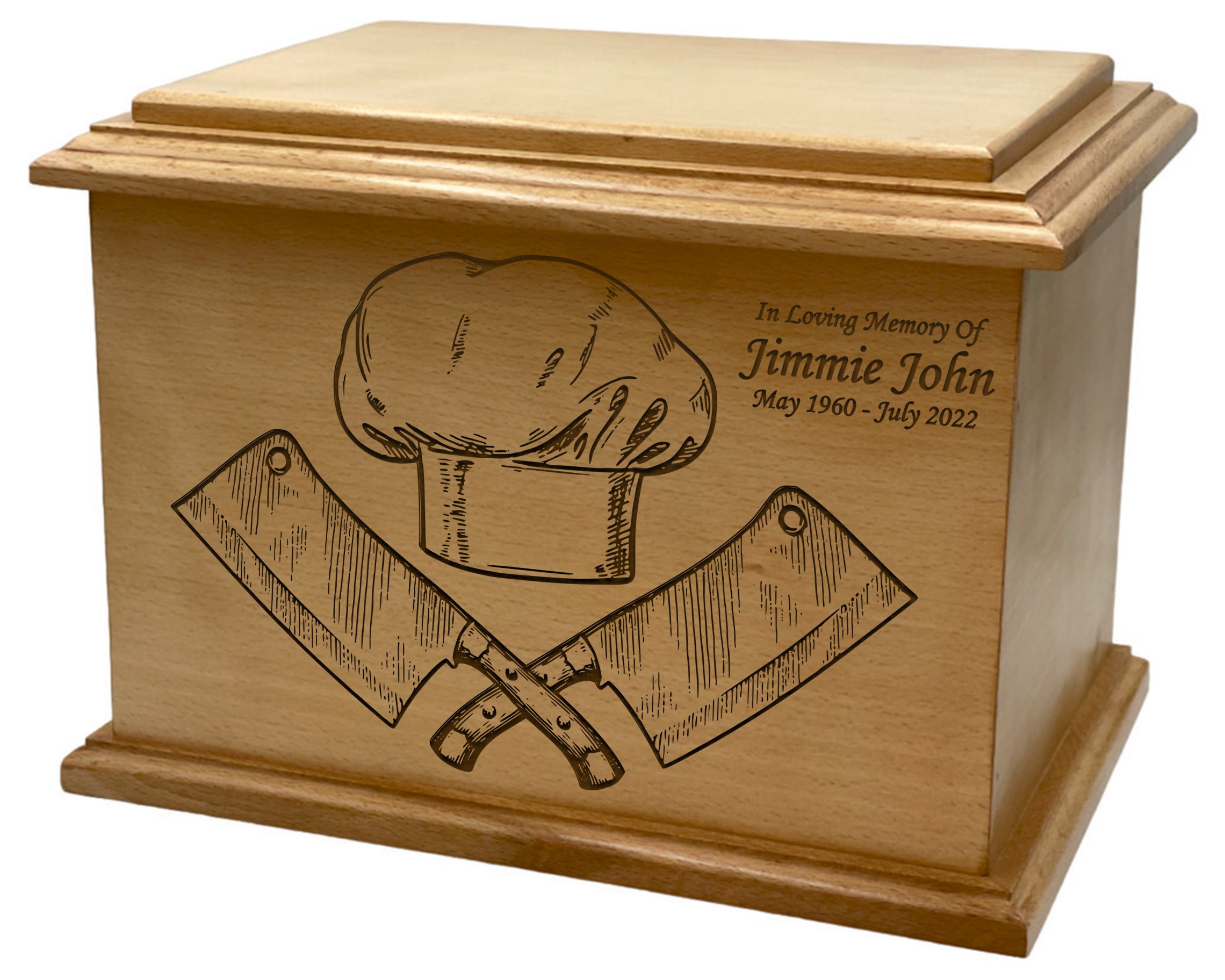 Chef's Hat Cremation Urn, Wooden Funeral Urn, Kitchen Lovers' Wooden ...