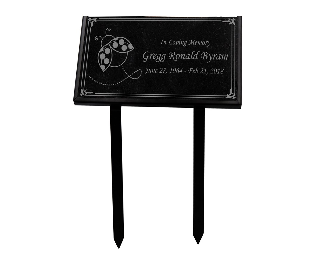 Ladybug Memorial Plaque, Sturdy Granite Grave Marker, 6" X 12" Granite ...
