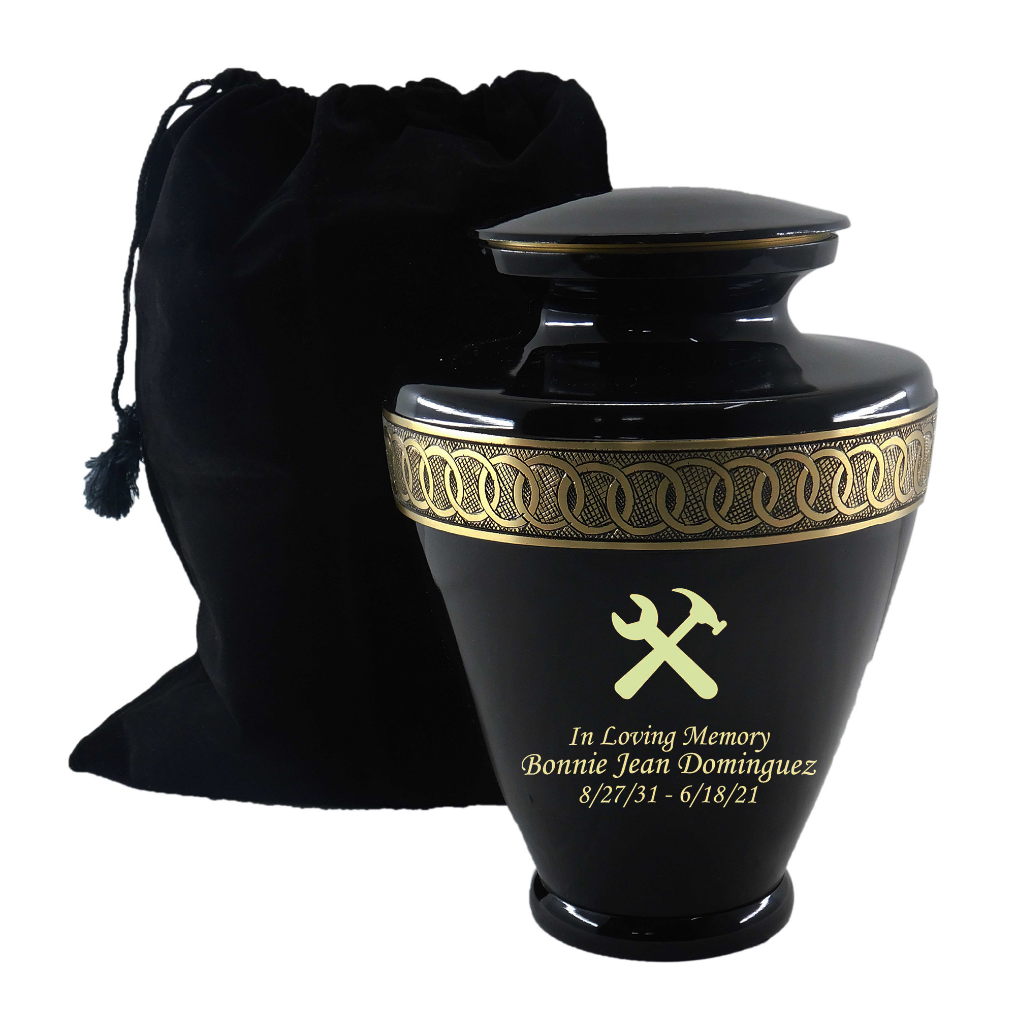 Mechanic Wrench and Hammer Cremation Urn, Handyman Tools Adult Funeral ...