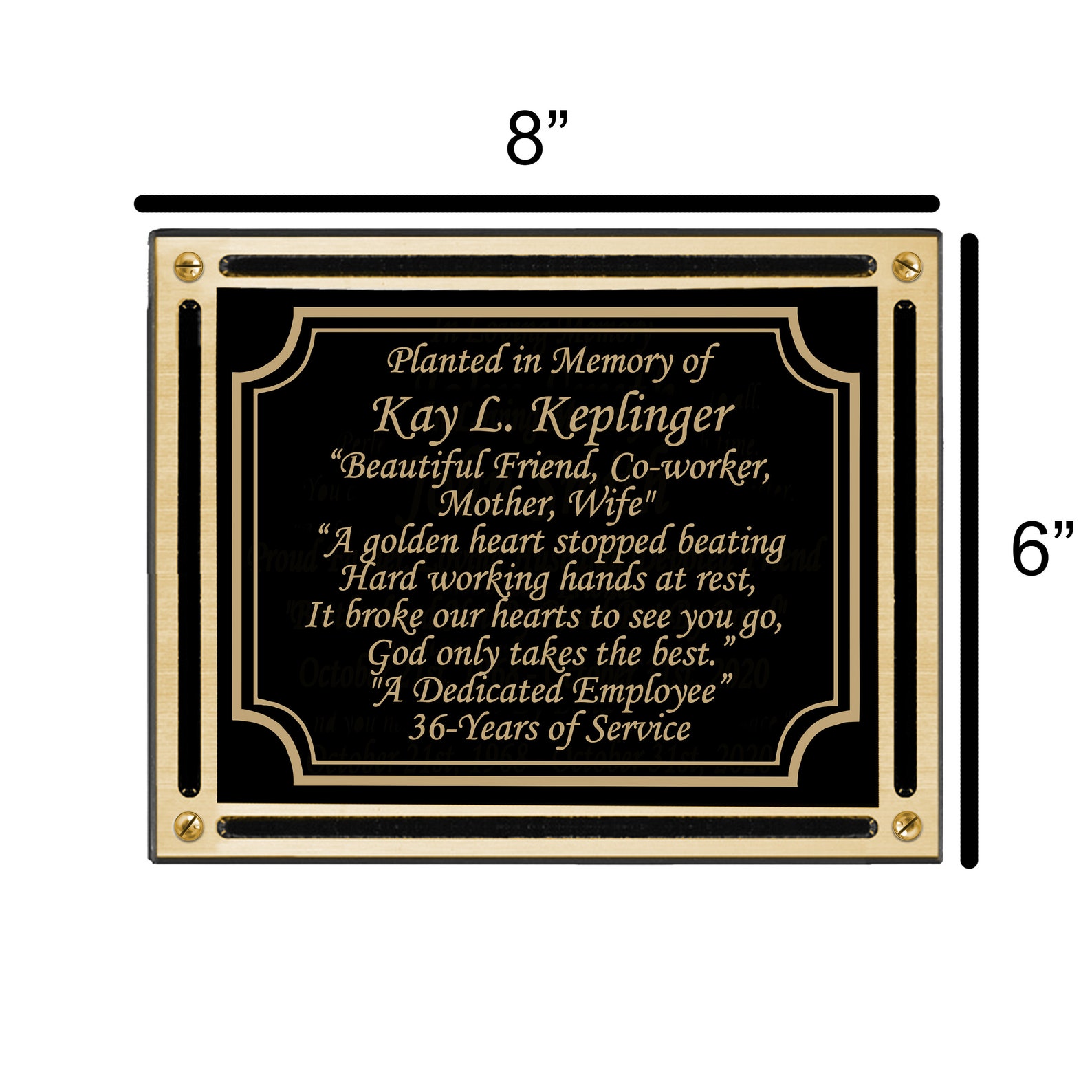 Memorial Plaque, Gold Finish Grave Marker, Personalized Remembrance ...