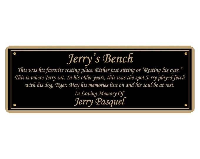 Custom Bench Plaque | 7" X 2" Solid Steel Engraved Nameplate | Memorial ...
