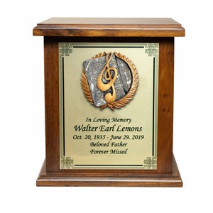 Music Note Adult Memorial Wooden Cremation Urn, Sports Wood Funeral ...