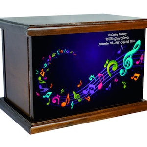 Music Notes Cremation Urn, Music Cremation Urn, Music Lover's Wood ...